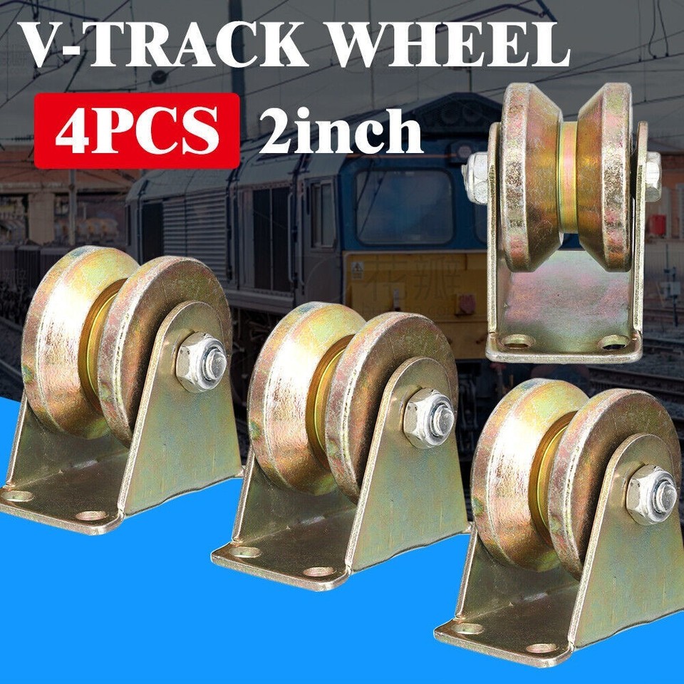 2/4PCS V-Groove Track Wheel 50mm Heavy Duty Sliding Gate Roller with ...