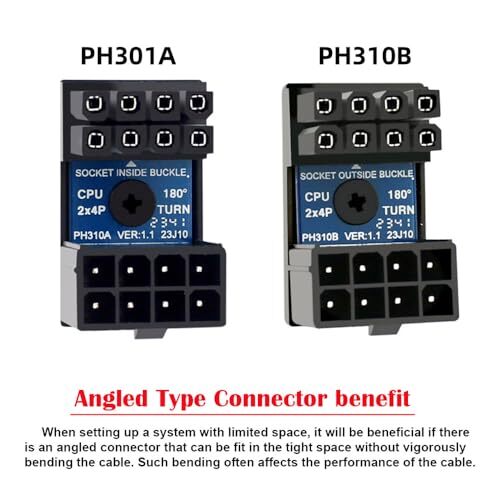 2pcs ATX 8Pin EPS Male-Female Up/Down Angled Power Header Adapter for ...