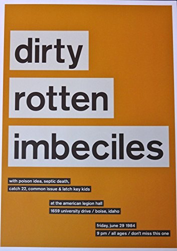 Dirty Rotten Imbeciles - Live in Boise 1984 - Concert Mini Poster - 10 ...