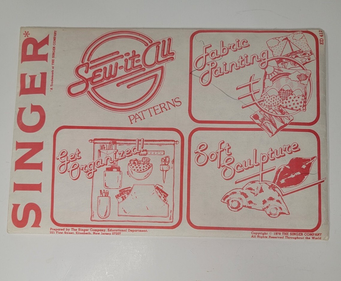 Vintage Singer Sew-It-All Patterns 1978 Fabric Painting Soft Sculpture ...