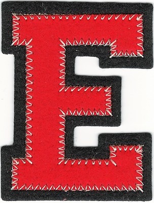 2 1/2" Tall Red Black Block Letterman's Letter E Felt Patch | eBay