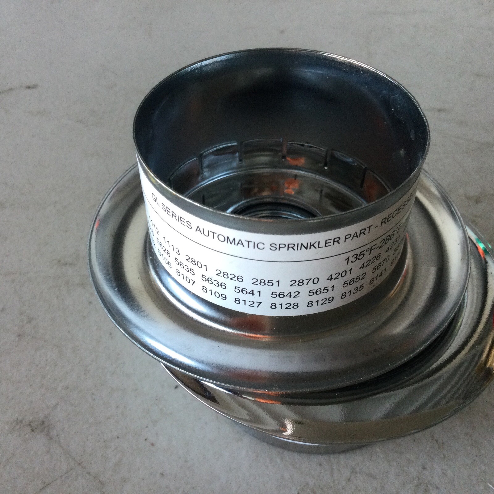 (2) GL Series Globe Fire Sprinkler Recessed Escutcheon Chrome 1/2" IPS ...