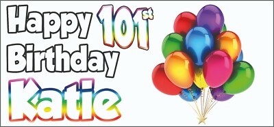 2 PERSONALISED Balloon 101st Birthday Banner Party Decorations Mens ...