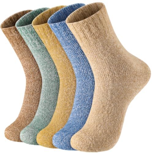 Wool Socks - Thick Soft Wool Socks for Women, 5 Pairs Womens Wool Socks ...