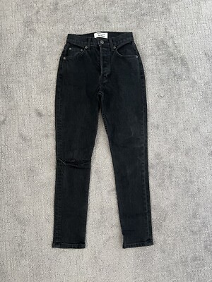 Reformation Faded Black Serena High Rise Skinny Cropped Jeans 23 | eBay