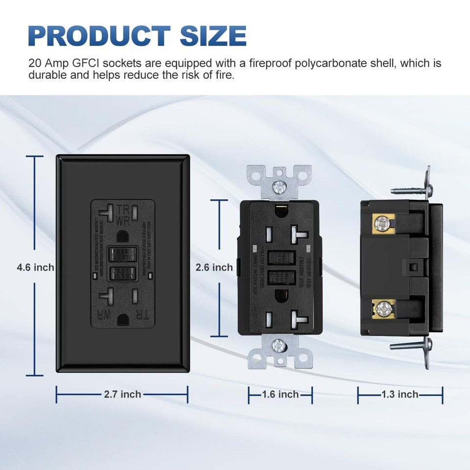 GFCI Outlet WR Weather Resistant Tampter Resistant TR Receptacle Self ...