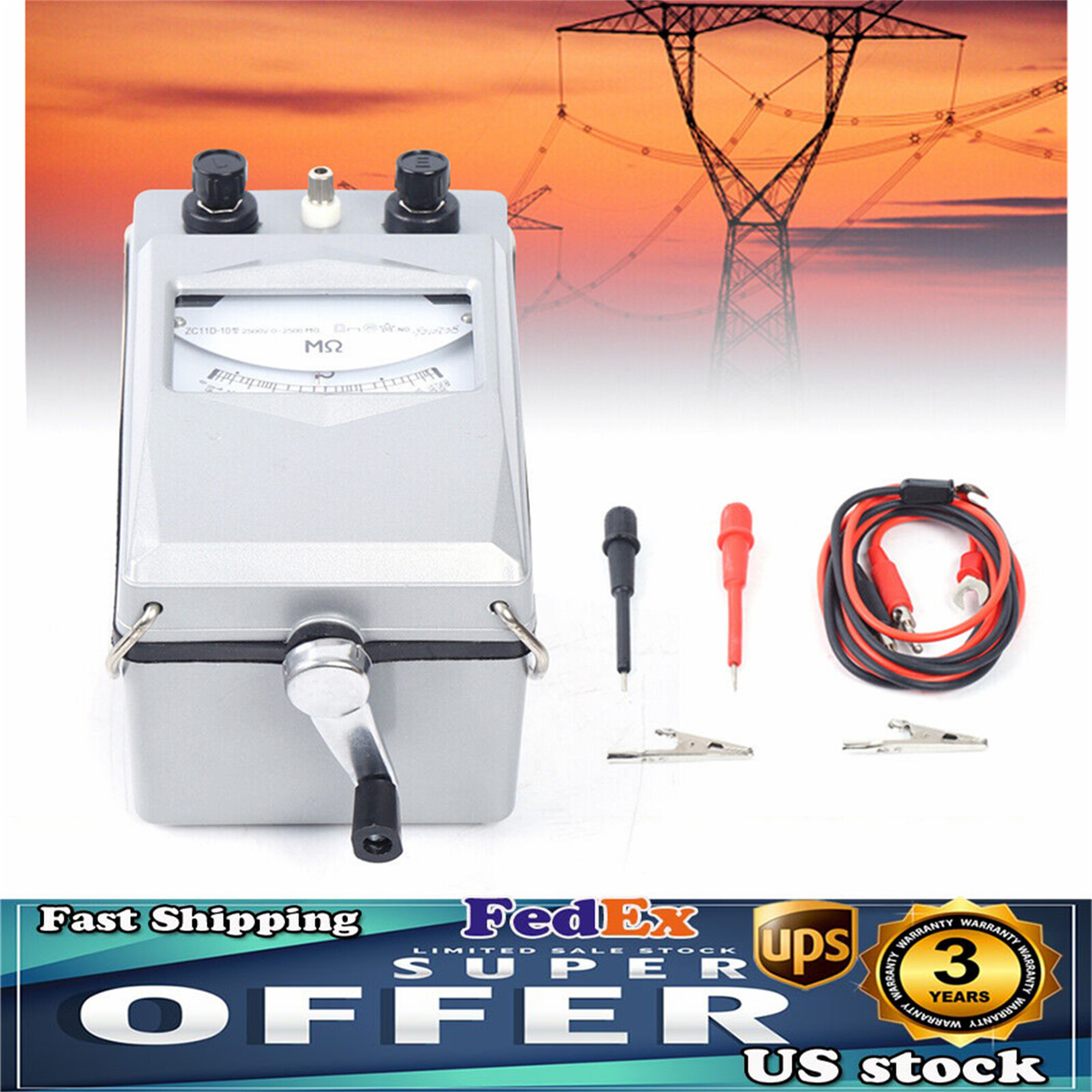 Megohmmeter Tester 2500MΩ Insulation Resistance Tester Digital Meter ...