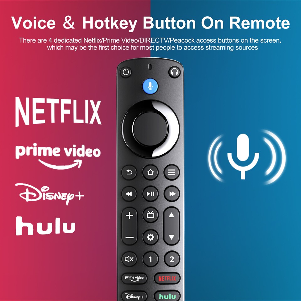 For Amazon Alexa Firestick Voice Remote Pro with Disney+/HULU/Netflix ...