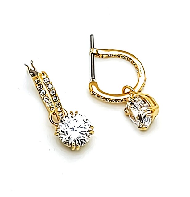 Swarovski Constella Drop Earrings Round Cut White Gold-Tone Plated ...