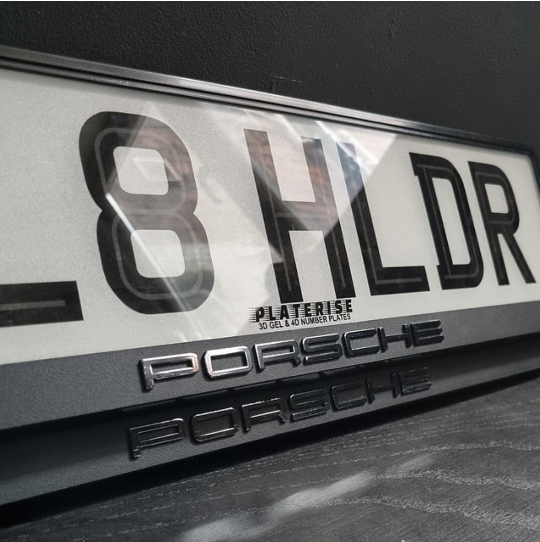 SET OF x2 CHROME PORSCHE Number Plate Surrounds Holders Frames For Any ...