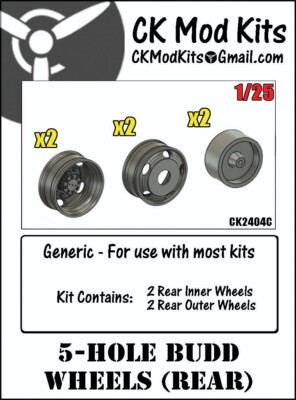 5 Hole Budd Style Rear Wheels in 1/25 Scale (Single Axle) | eBay