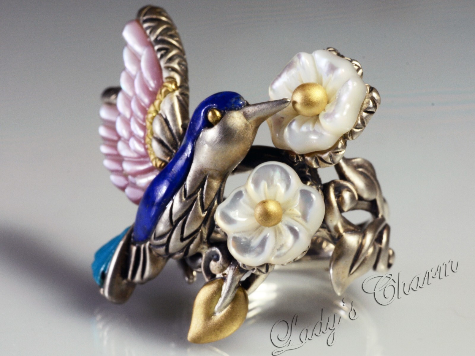 🦋 Barbara Bixby Hummingbird Flower Sterling Silver 1… - Gem