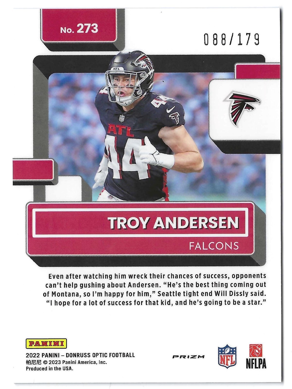 Troy Anderson - NFL Donruss Optic Blue /179 Rookie RC | eBay