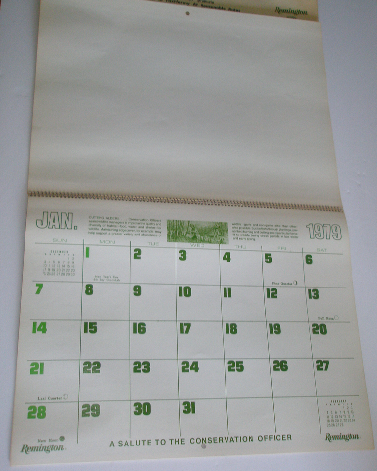 Remington Dupont 1979 Gallery Wildlife Art Calendar True Value ...