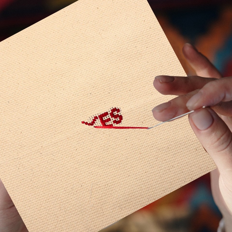 Hand-made Punch Needle Cloth Cross Stitching Embroidery Cloth Wear ...