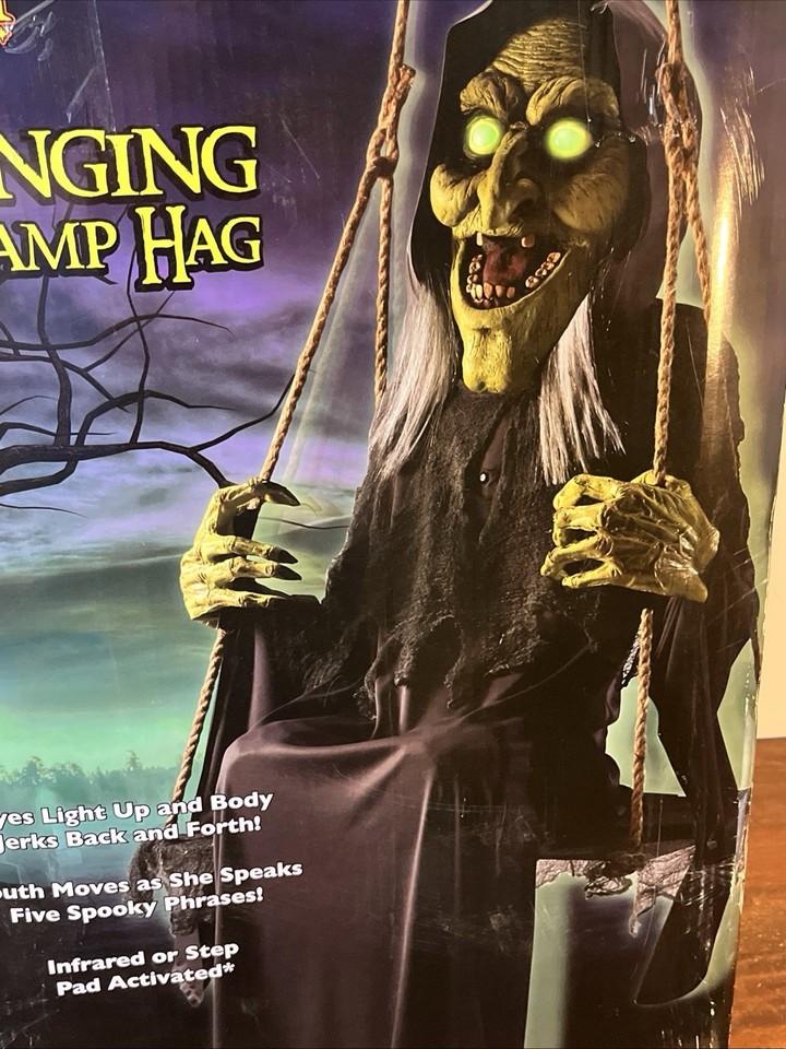 Spirit Halloween Swinging Swamp Hag Witch Large Animated Prop With Box ...