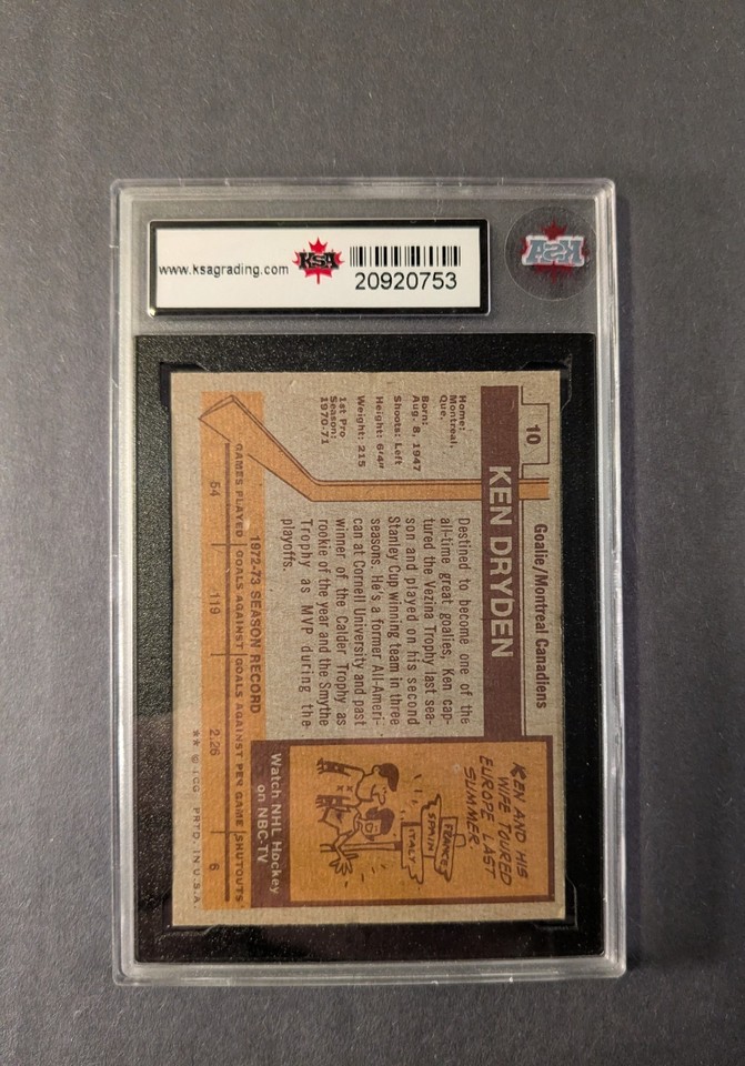 1973-74 Ken Dryden #10 Topps KSA 6.5 | eBay