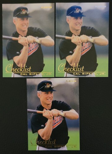 Lot of 3 - 1996 Fleer Baseball #7 Cal Ripken Jr Unmarked Checklist ...