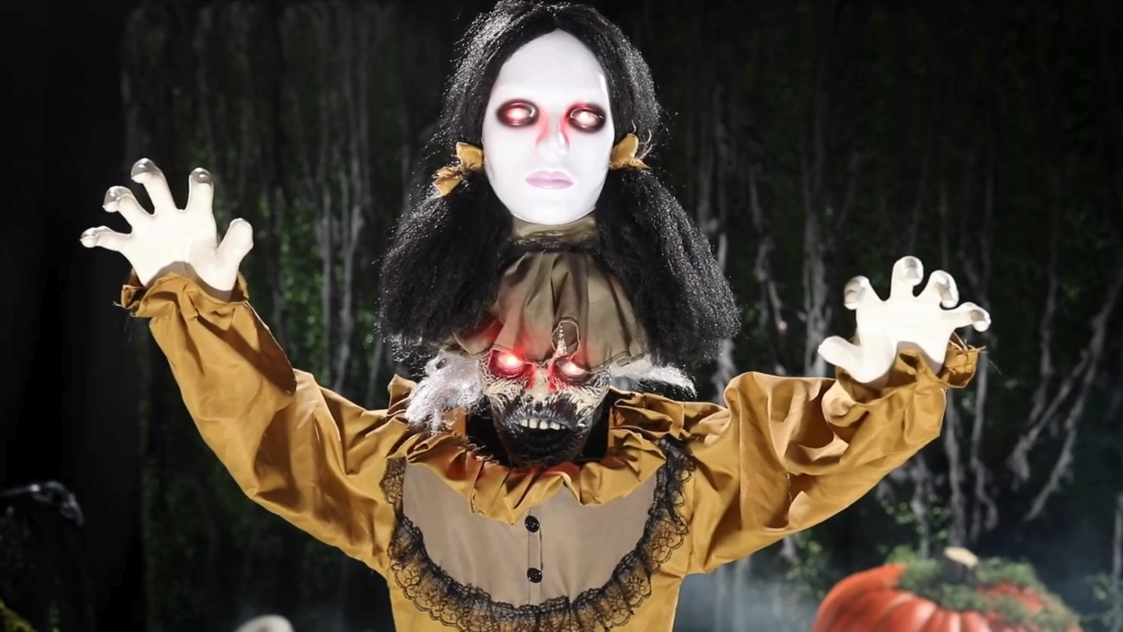 5 Ft Standing Creepy Woman Pop-Up Halloween Animatronic Prop Scary ...