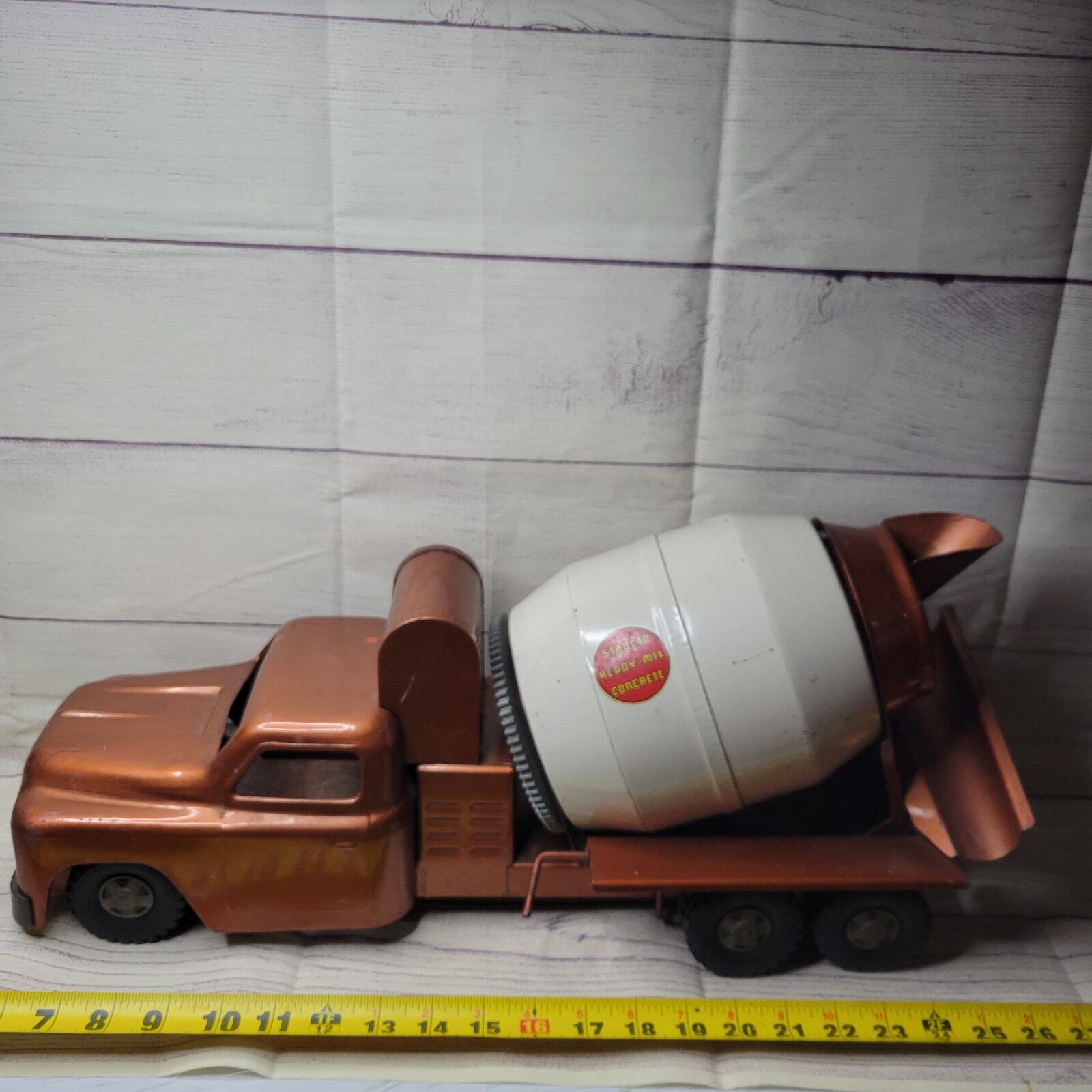 Vintage structo ready mix concrete truck pressed Steel bronze and white ...