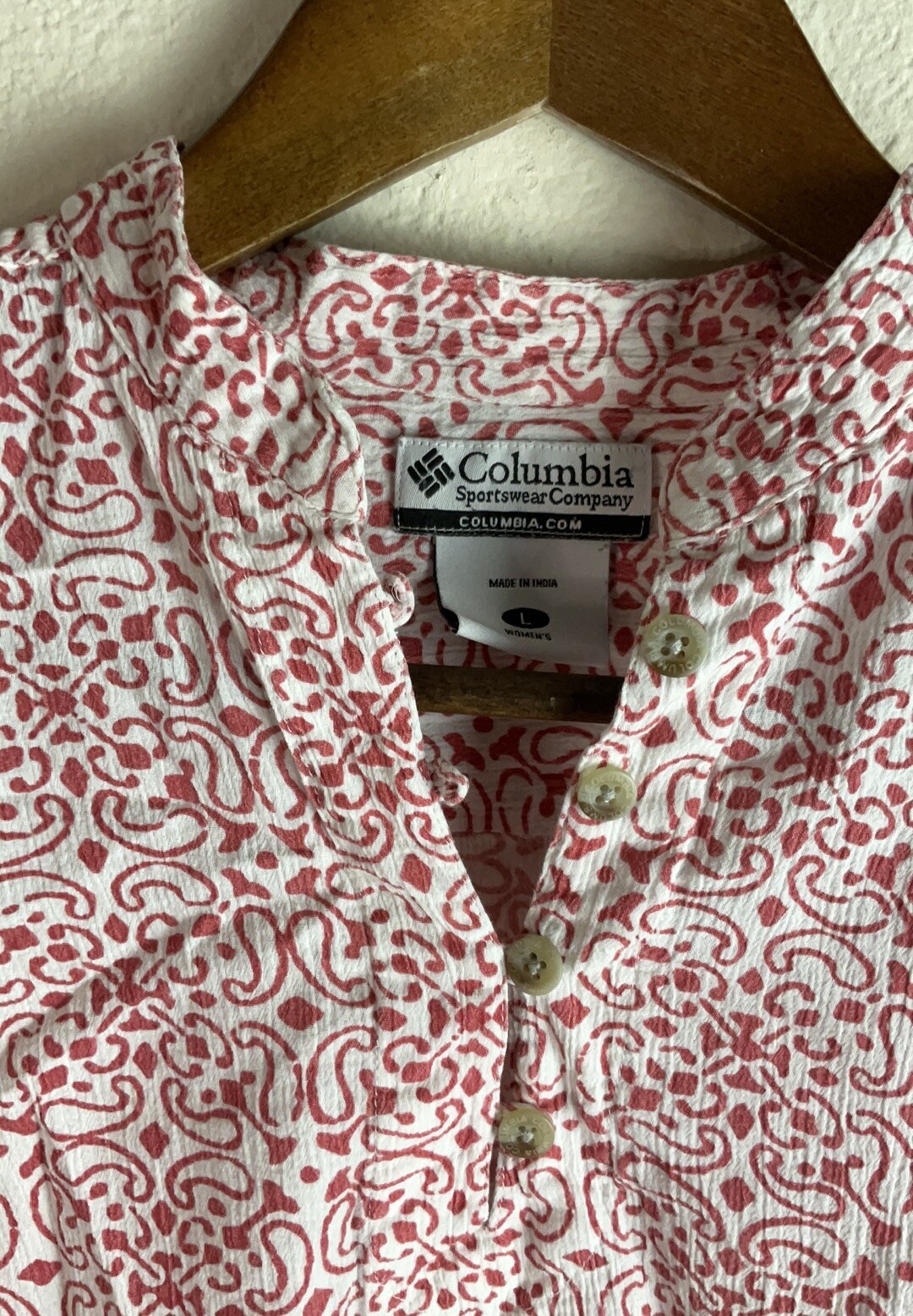 Columbia Rust/White Cotton Gauge Top Large L | eBay