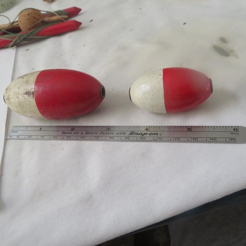 FISHING BOBBER-FLOAT 3" EGG SHAPE WOOD AND 2" WOOD RED & WHITE | eBay