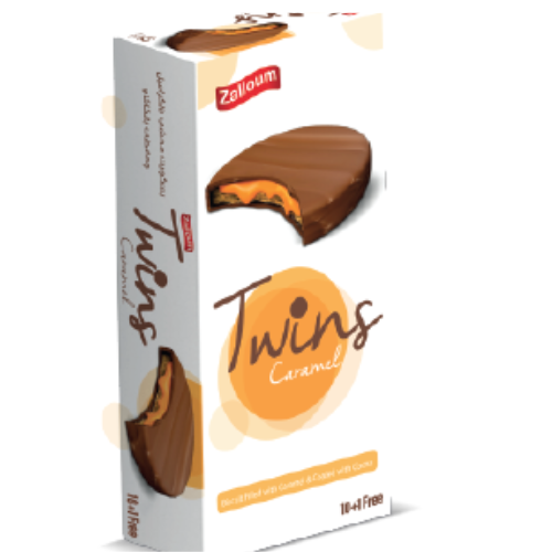 Zalloum Biscuit Filled with Caramel and Coated with Cocoa Twins Carame ...