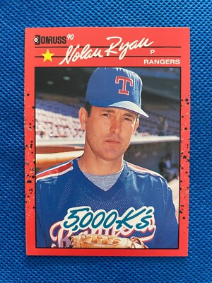 1990 Donruss Nolan Ryan 5000 K's Triple Error Card Texas Rangers #665 ...