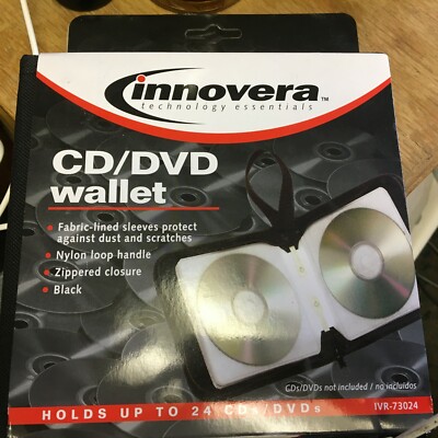 3 PACK Innovera CD/DVD Wallet-EACH HOLDS 24 CD OR DVD, IVR-73024, Black ...