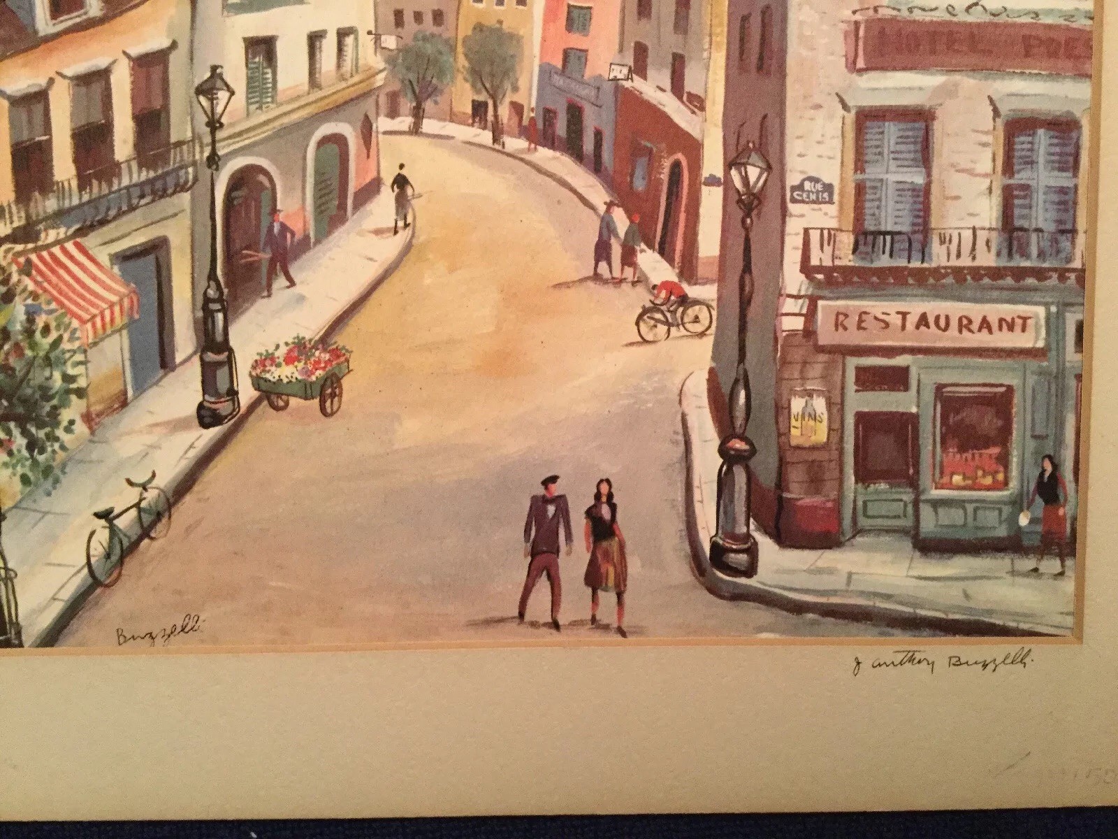 Joseph Anthony Buzzelli "Montmartre Paris" color lithograph SIGNED 2X ...