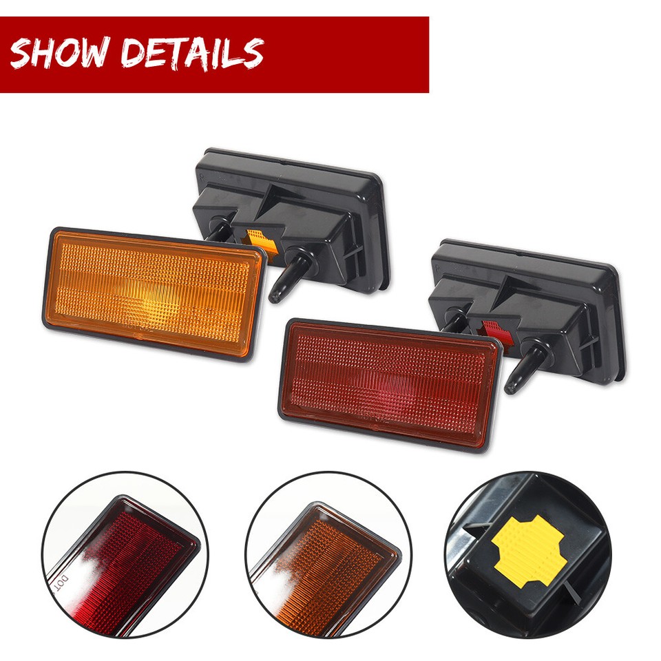 4PCS Amber Front & Red Rear Side Marker Lights For 1974-1979 Chevy ...