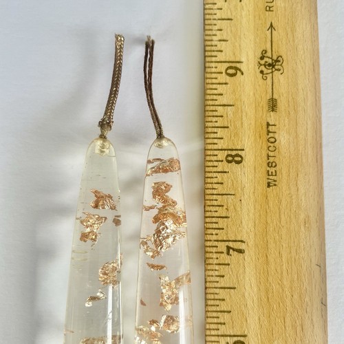 2 Lucite Candles W/Copper Gold Foil Flakes 8” Long Vintage MCM ORIGINAL ...