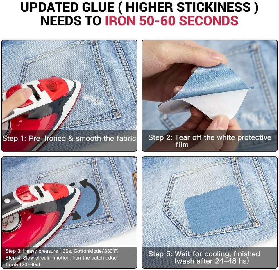 HTVRONT 20PCS DIY Iron on Denim Patches Jeans Clothing Repair Kit - 4 ...