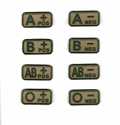 PVC Army Tactical Morale Patch - Blood Type A B AB O - Camo Olive Color ...
