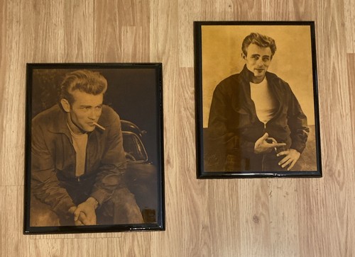 2-1970’s Vintage James Dean Print on Black Lacquered Wood 12x14” | eBay