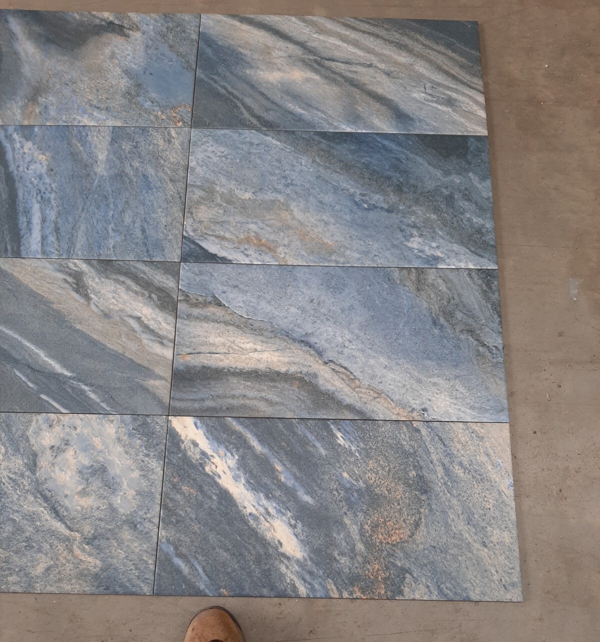 Multicoloured Slate Effect Highly Non-slip Blue Grey Porcelain Tiles ...
