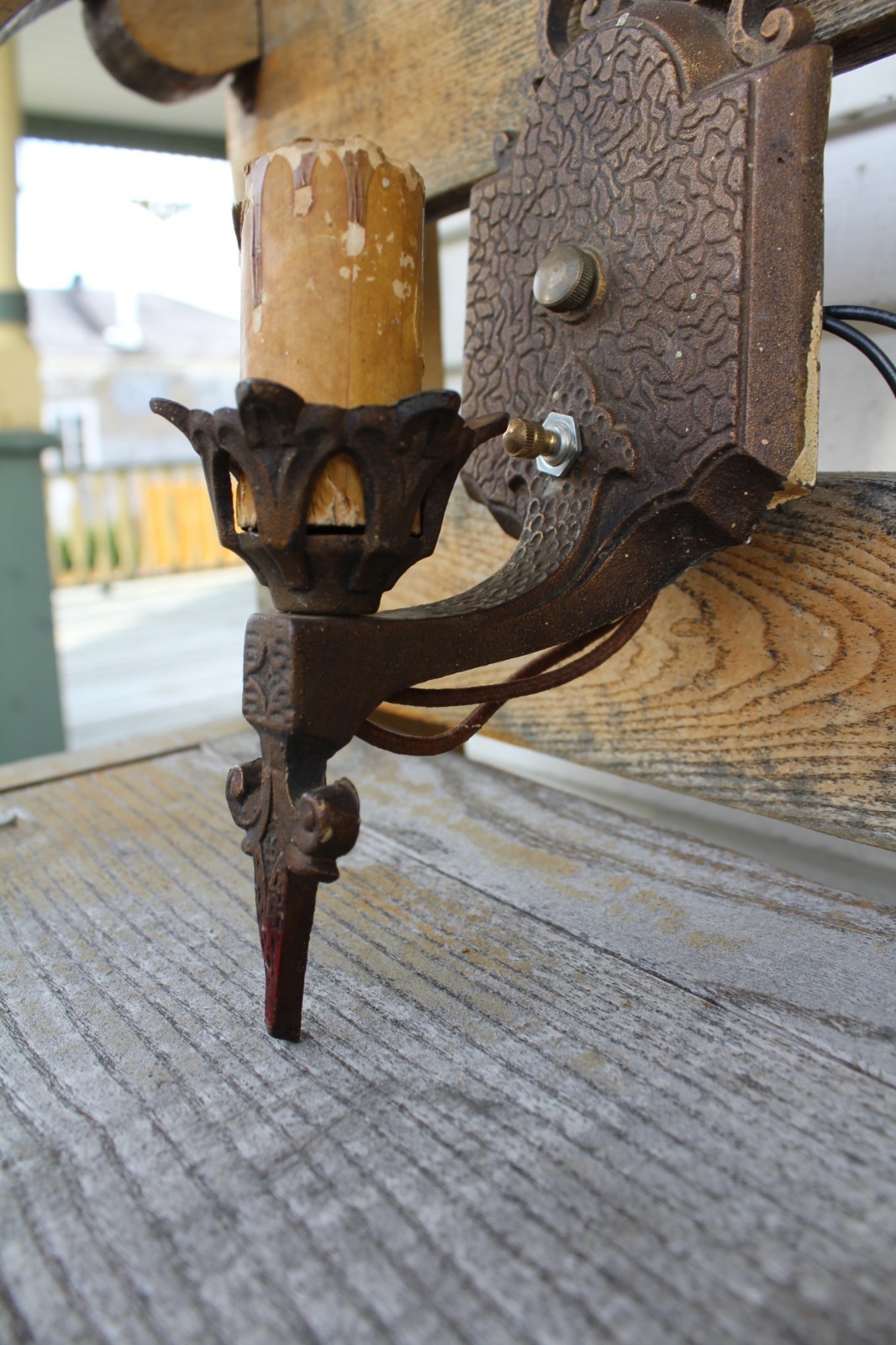 ANTIQUE GOTHIC TUDOR CASTLE MEDIEVAL CANDLE STYLE SCONCE LIGHT FIXTURE ...