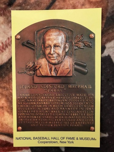 Larry MacPhail Postcard- Baseball Hall of Fame Induction Plaque - Photo ...