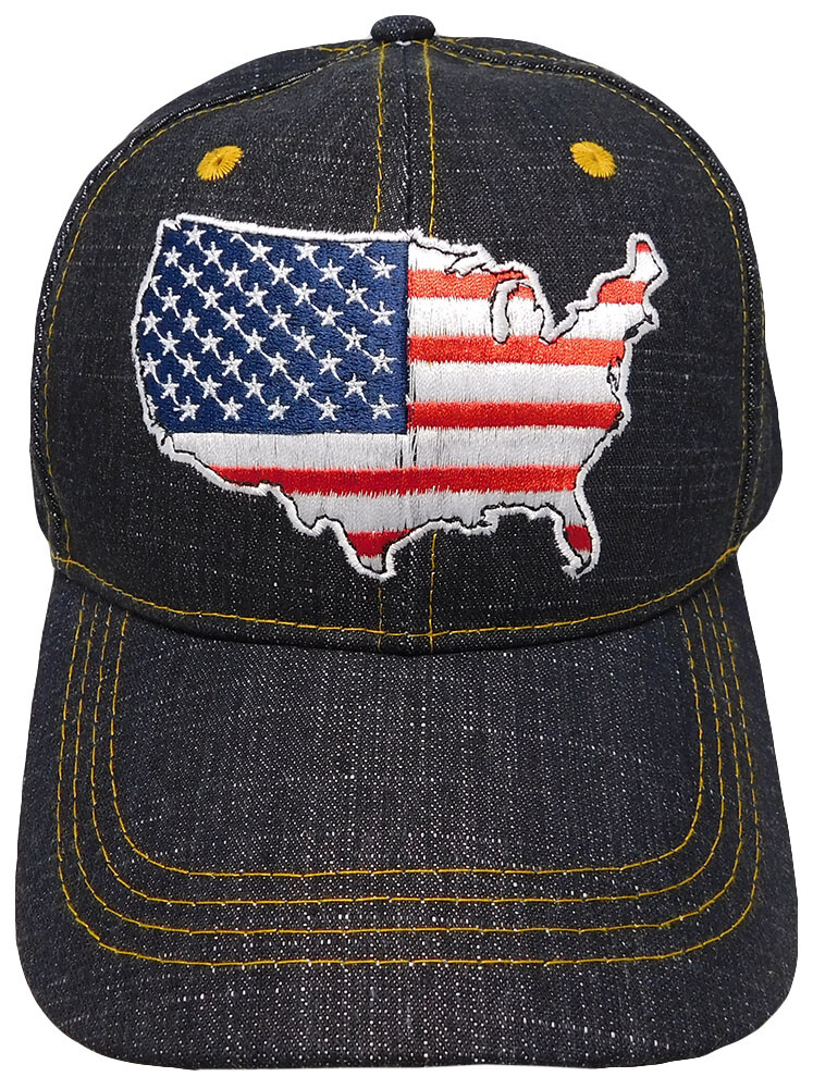 Dark Denim Blue USA America Flag in Country Baseball Cap Hat | eBay