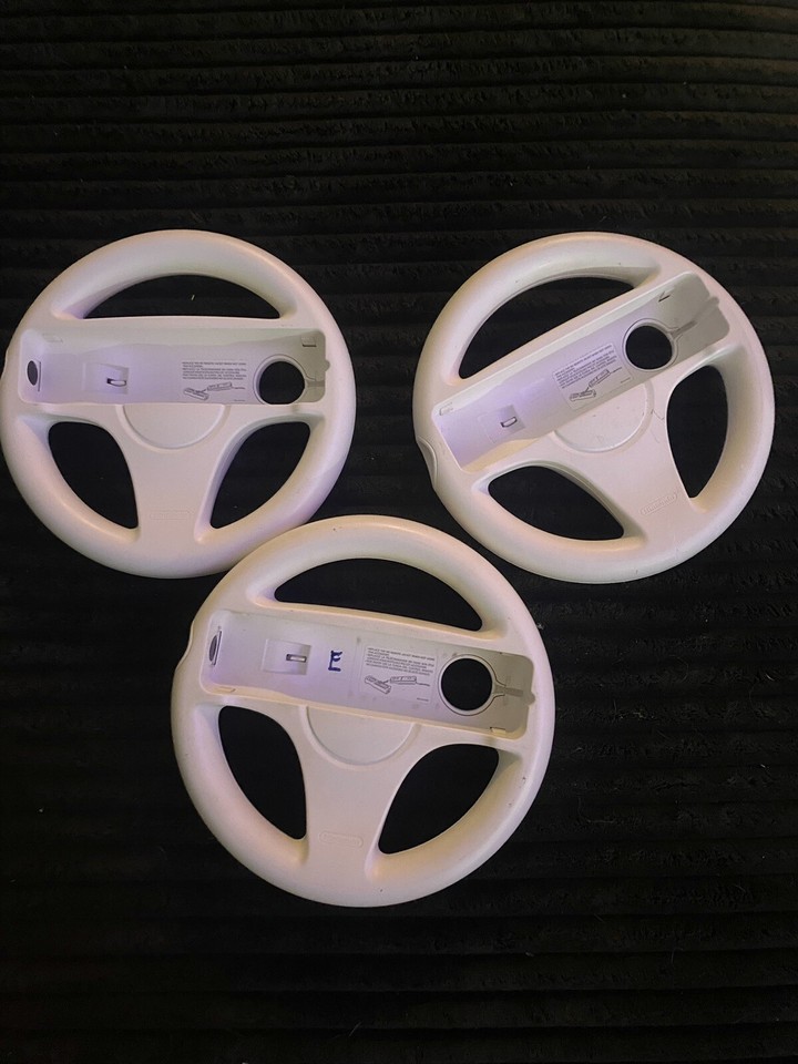 3 x Genuine Nintendo Wii Wii U White Steering Wheel Mario Kart Racing ...
