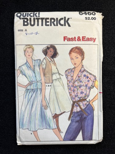 Butterick Sewing Pattern 6460 Misses' Reversible Vest Blouse Dress Size ...