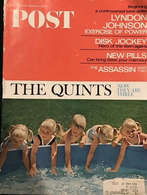 SEPTEMBER 1966 SATURDAY EVENING POST MAGAZINE FISCHER QUINTUPLETS DISK ...