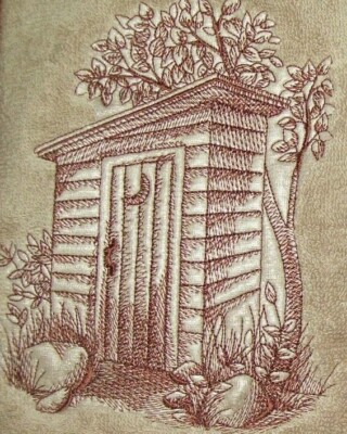 OUTHOUSE PAIR EMBROIDERED 2 QUILT BLOCKS | eBay