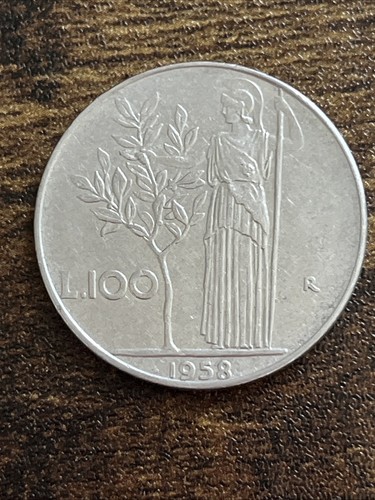 1958 Italy Republic Italiano L100 Lire Lira International Actual Coin ...