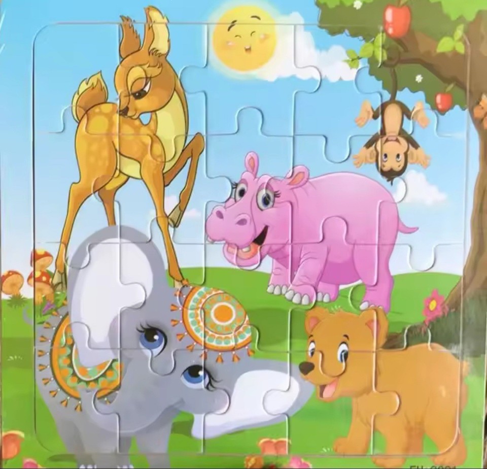 Pack Of 5- New 20 Piece Wooden 3d Puzzle Cartoon Animal Vehicle Jigsaw ...