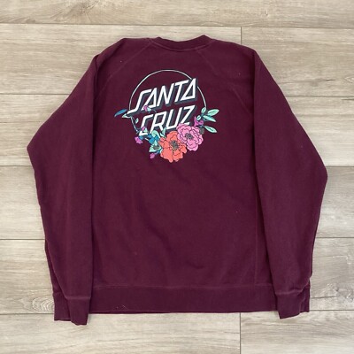 Y2K Santa Cruz Skater Women’s Burgundy Floral Crewneck Sweatshirt ...