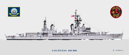 USS Dyess DD-880 in 1960s Ship Print US Navy | eBay