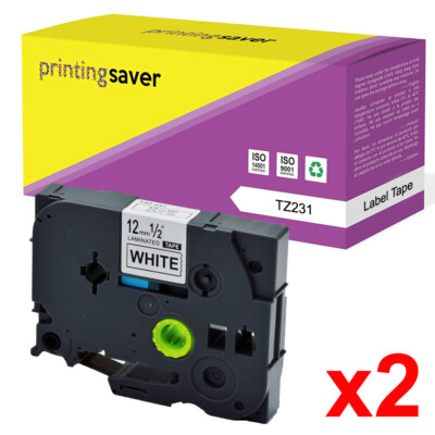 2 Compatible Label Tape for TZ231 GL100 GL200 GL-H100 GL-H105 12mm x 8m ...