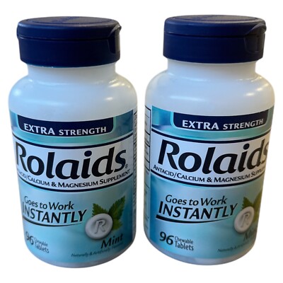 2 pack Rolaids Extra Strength Antacid Calcium Supplement 96 Chewable ...