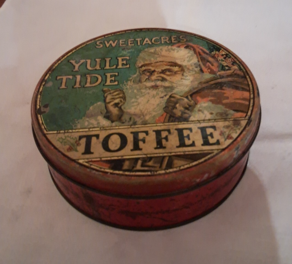 RARE VINTAGE COLLECTABLE SWEETACRES YULE TIDE TOFFEE TIN . 1900'S | eBay